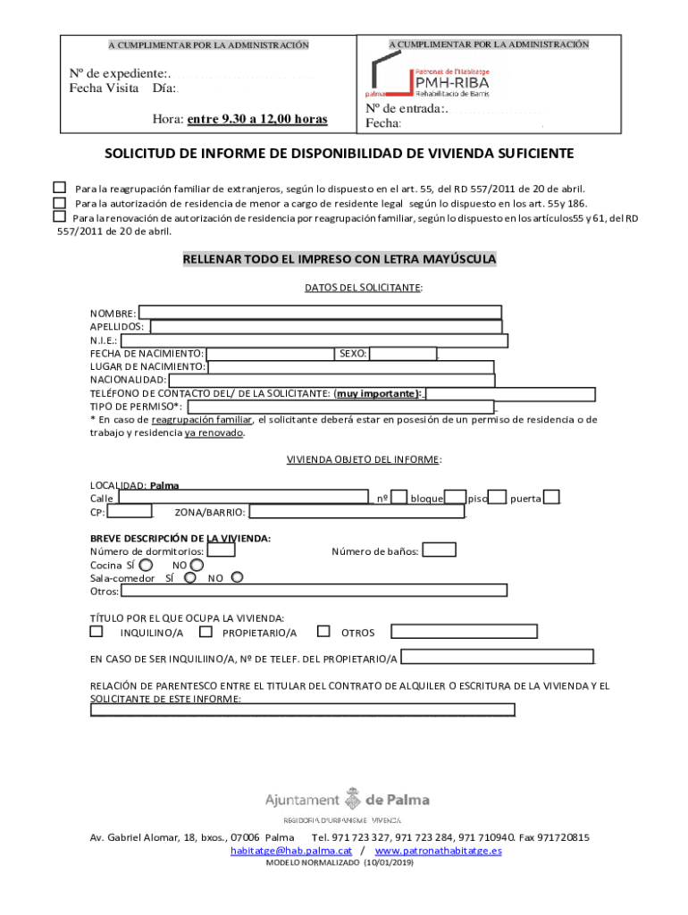 Fillable Online SOLICITUD DE INFORME DE DISPONIBILIDAD DE ... Fax Email ...