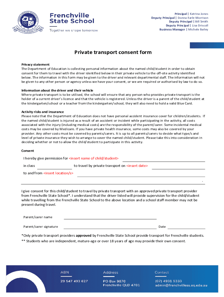Fillable Online FSS.TRANSP. CONSENT-DEPT. MASTER-private-transport ...