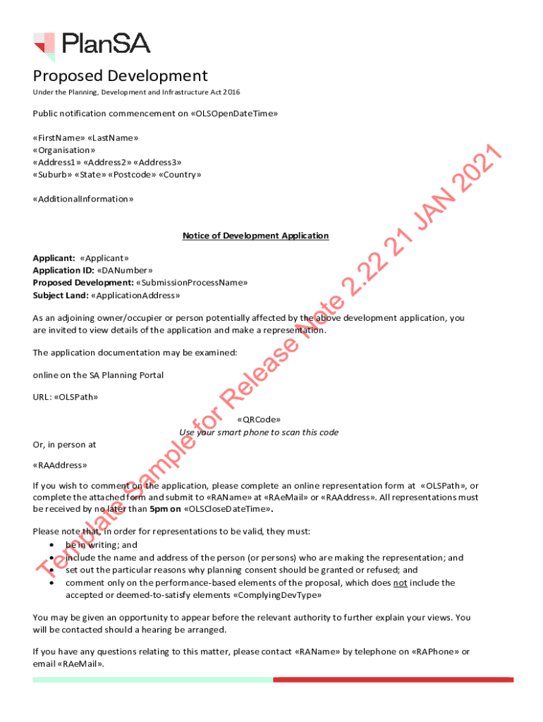 Fillable Online Public notification proposed development letter ...