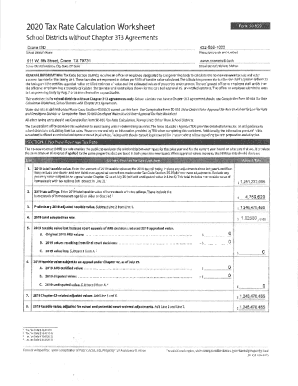 Fillable Online 2O1B Sample Tax Rate Calculation Worksheet School ...