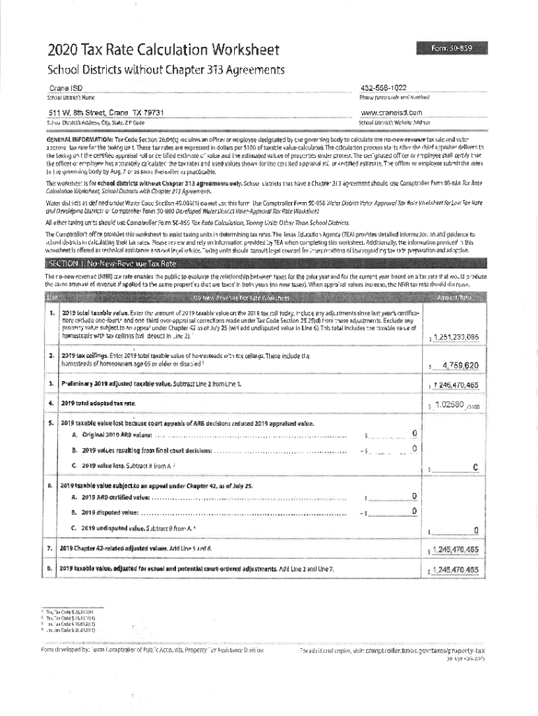 Fillable Online 2O1B Sample Tax Rate Calculation Worksheet School ...
