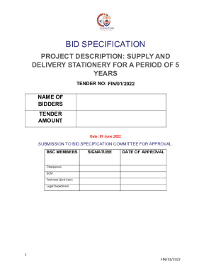Fillable Online standard bid evaluation format for the procurement of ...