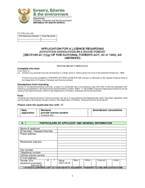 Fillable Online APPLICATION FOR A LICENCE REGARDING ACTIVITIES ... Fax ...