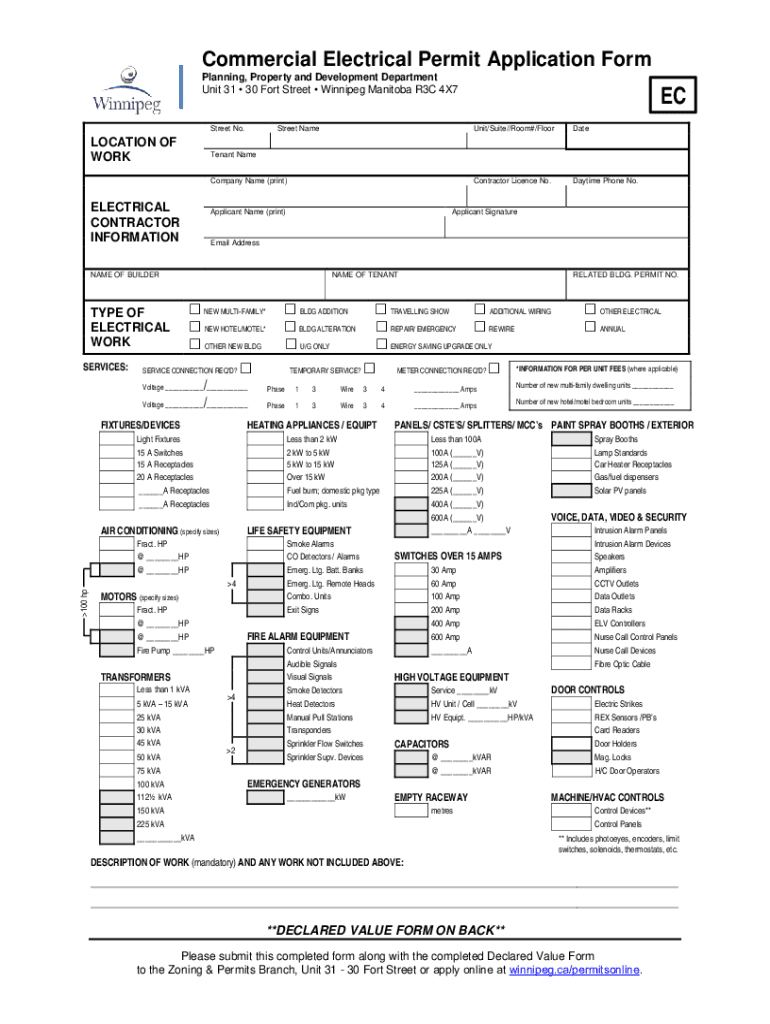 Fillable Online Commercial Electrical Permit Application Form Fax Email ...