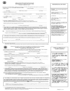 Fillable Online application for vote by mail ballot - presidential ...