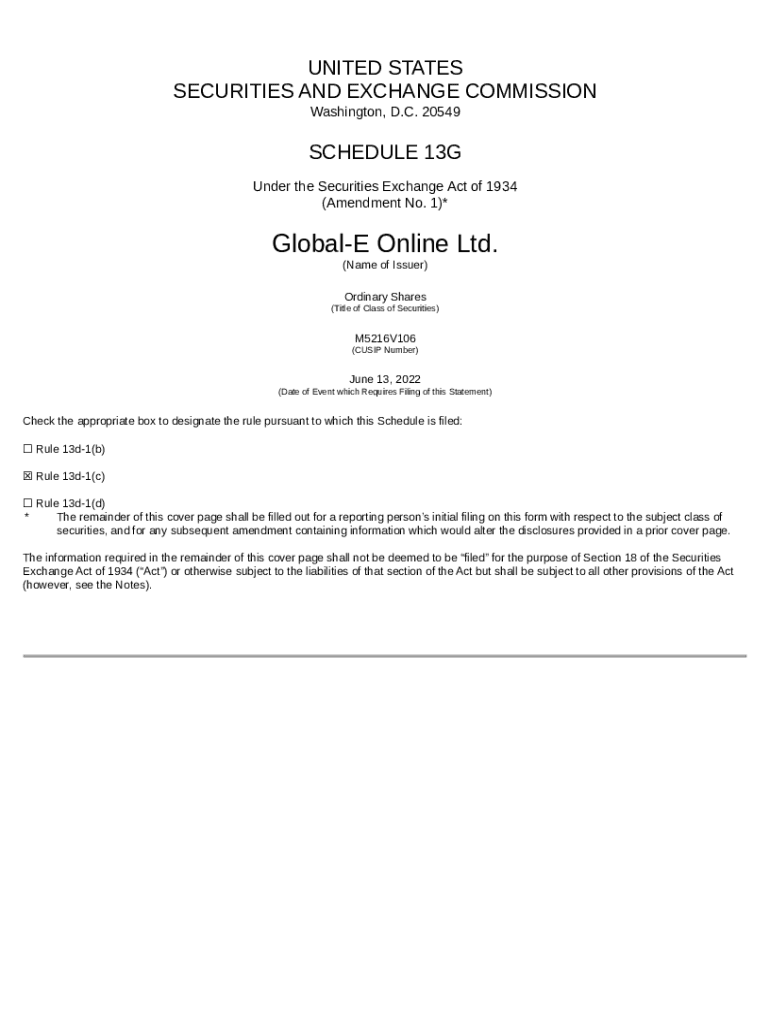 Name of Issuer - SEC FilingGlobal-E online Ltd Doc Template | pdfFiller