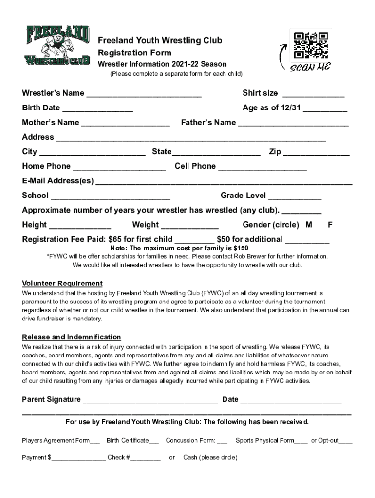 Fillable Online How to Make a Simple Youth Wrestling Registration Form ...