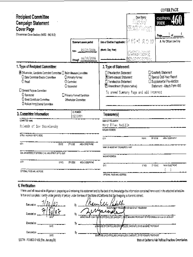 Fillable Online apps1 lavote cover page - california 460 - City of ...