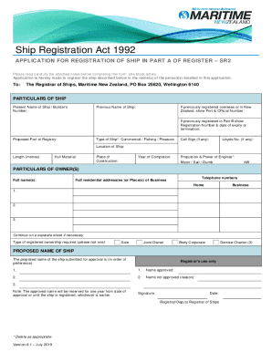 Fillable Online Application for Registration of Ship in Part A (form ...