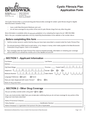 Fillable Online www2 gnb Cystic Fibrosis Plan Application Form Fax ...