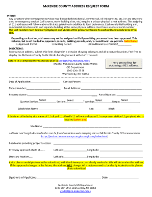 Fillable Online physical address request form - McKenzie County Fax ...