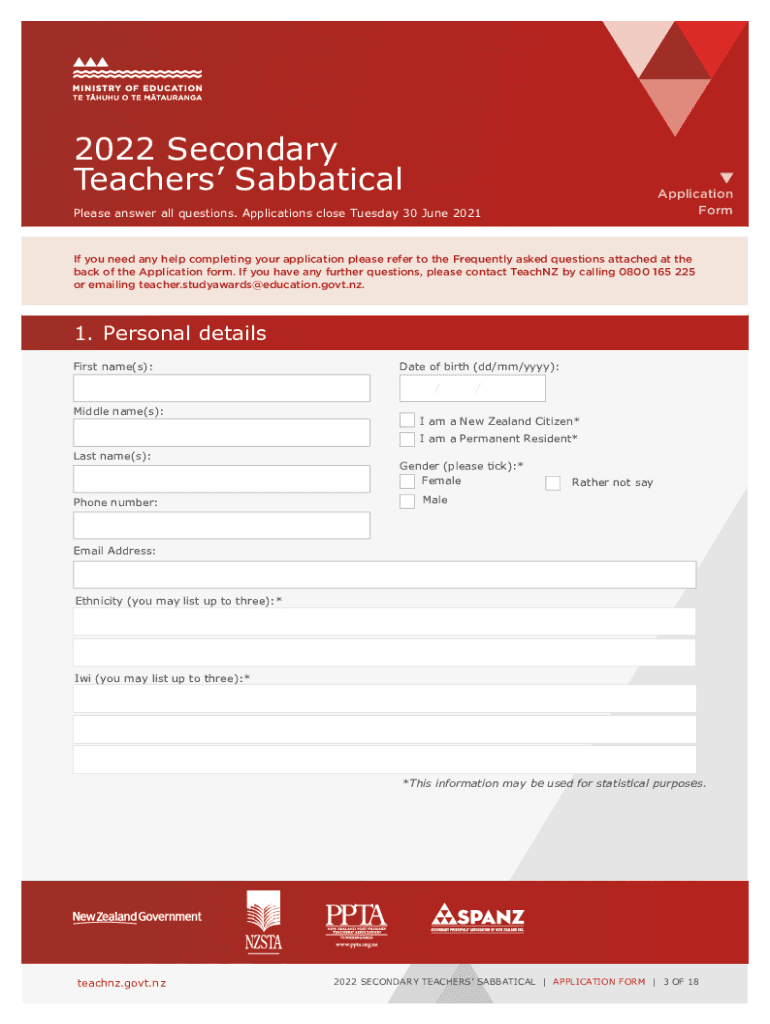 Fillable Online 2021 Secondary Teachers Sabbatical. Secondary Teachers Sabbatical form Fax Email ...