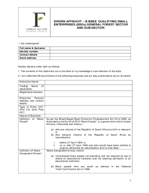 Fillable Online sworn affidavitb-bbee qualifying small enterprise ...
