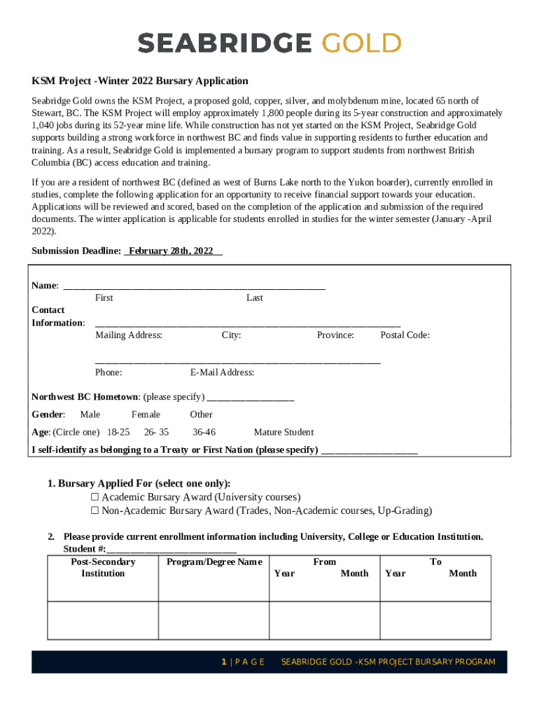 Seabridge Gold completes new feasibility study for KSM ... Doc Template ...