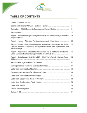 Fillable Online TABLE OF CONTENTS - Elgin County Fax Email Print - pdfFiller