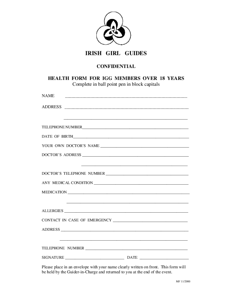 Fillable Online Personal Registration Form for Girls - Irish Girl ...