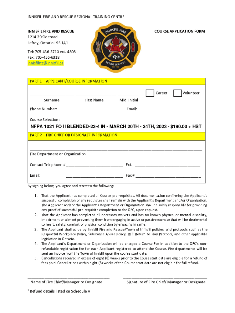 Fillable Online Innisfil Fire and Rescue Service - Firefighting Wiki ...