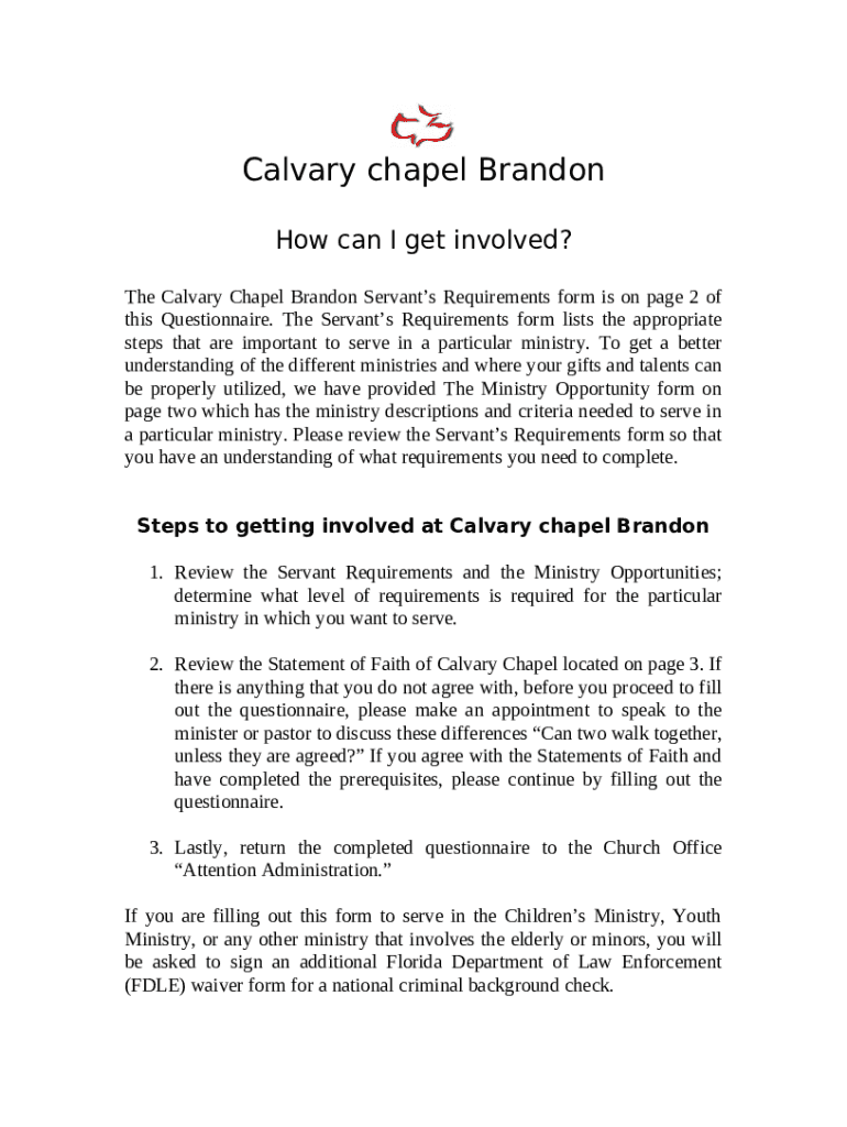 CALVARY CHAPEL STATEMENT OF FAITH Doc Template | pdfFiller