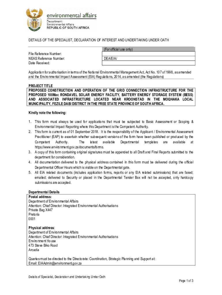 Fillable Online APPENDIX 2: DETAILS OF THE SPECIALIST, DECLARATION OF ... Fax Email Print ...