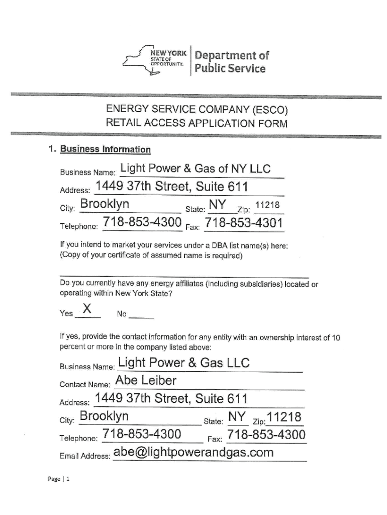 Fillable Online ESCO OPERATING AGREEMENT AND RETAIL ... - Con Edison Fax Email Print - pdfFiller