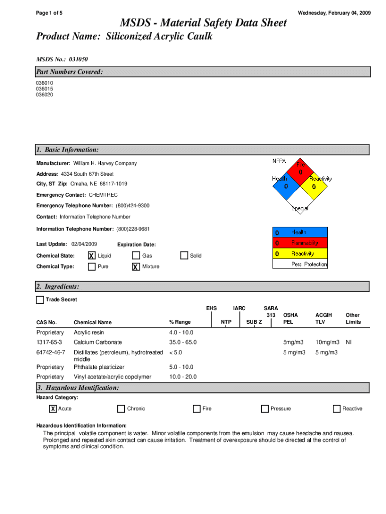 Fillable Online Material Safety Data SheetPaint Supply Fax Email Print - pdfFiller