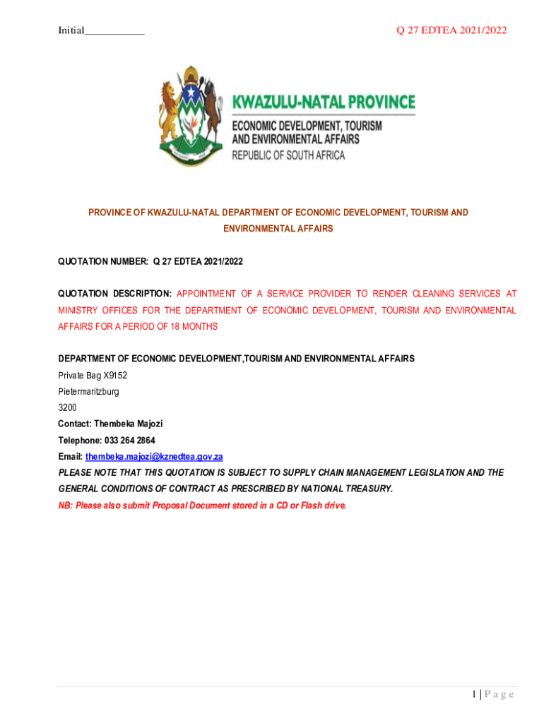 Fillable Online QUOTATION DESCRIPTION: APPOINTMENT OF A SERVICE ...