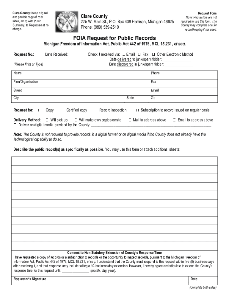 Fillable Online LEO - Clare County Land Bank - State of Michigan Fax ...