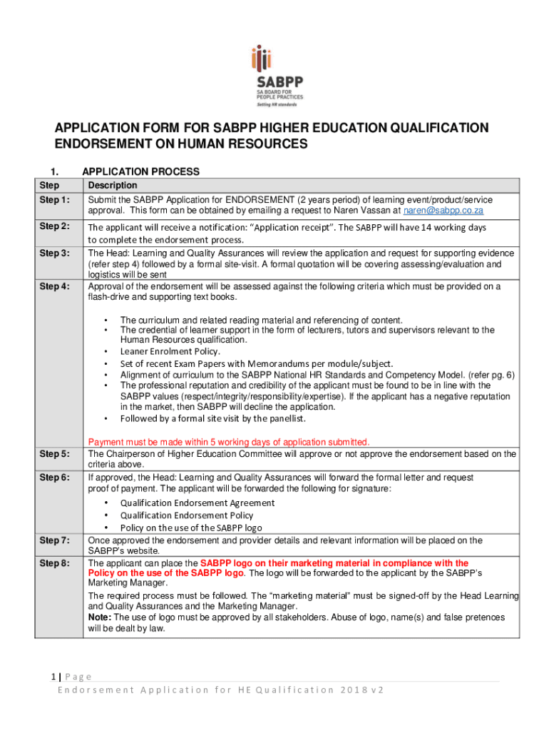 Fillable Online Application Form For SABPP Student Registration (HR ...