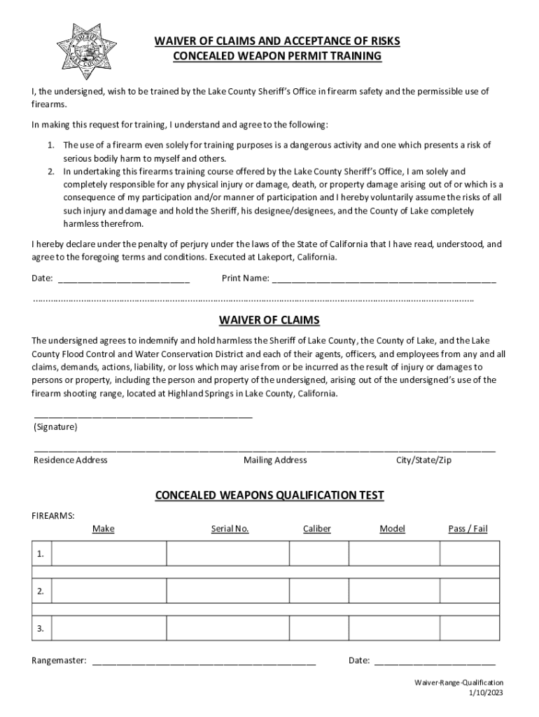 Fillable Online waiver of claims and acceptance of risks concealed ...