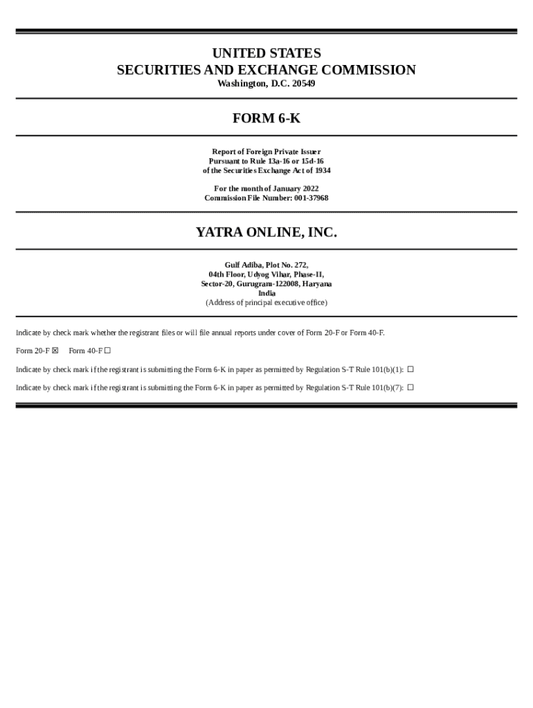 Yatra Online, Inc. (. EDGAR Online Pro Doc Template | pdfFiller