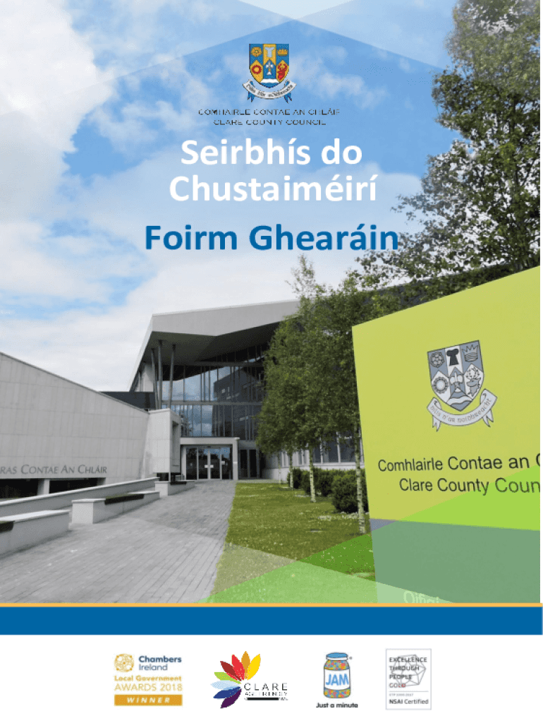 Fillable Online Clare County Council Customer Complaints Form. Clare ...