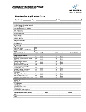 Fillable Online Dealer Application Form - ALPHERA Financial Services ...