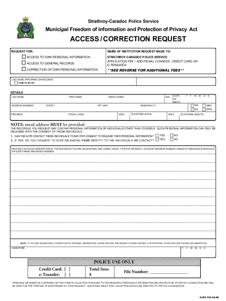 Fillable Online Freedom of Information Request - Toronto Police Service ...