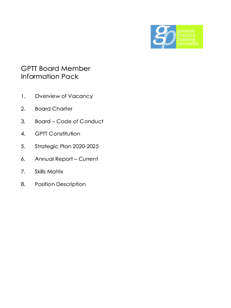 Fillable Online GPTT Board Member Information Pack Fax Email Print ...