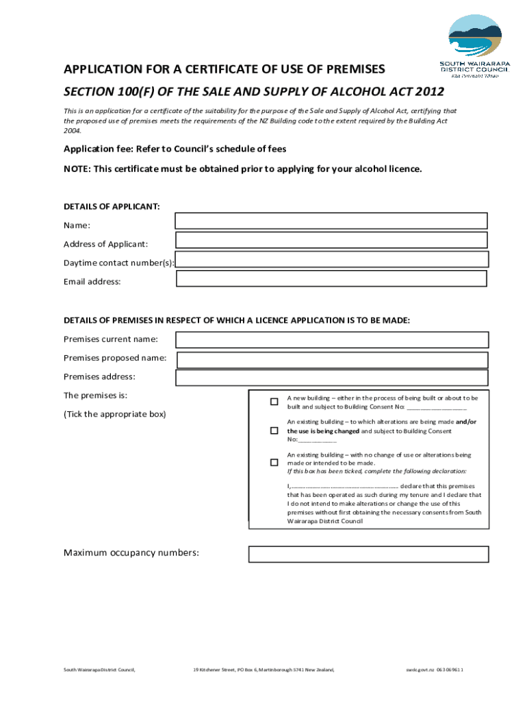 Fillable Online swdc govt application for a certificate of use of ...