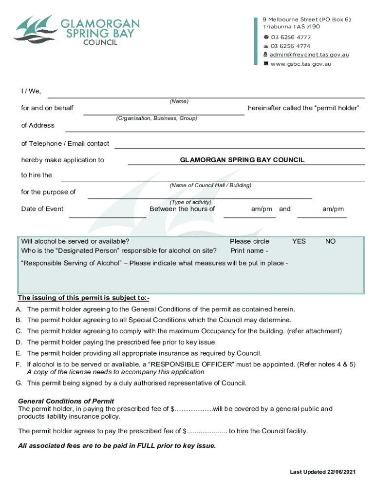 Fillable Online Facility Hall hire application - Updated 20210622 Fax ...