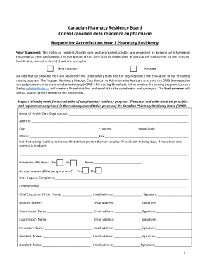 Fillable Online Request for Accreditation Year 1 Pharmacy Residency Fax ...