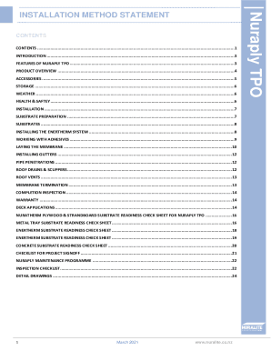 Fillable Online Nuraply TPO INSTALLATION METHOD STATEMENT ... Fax Email Print - pdfFiller