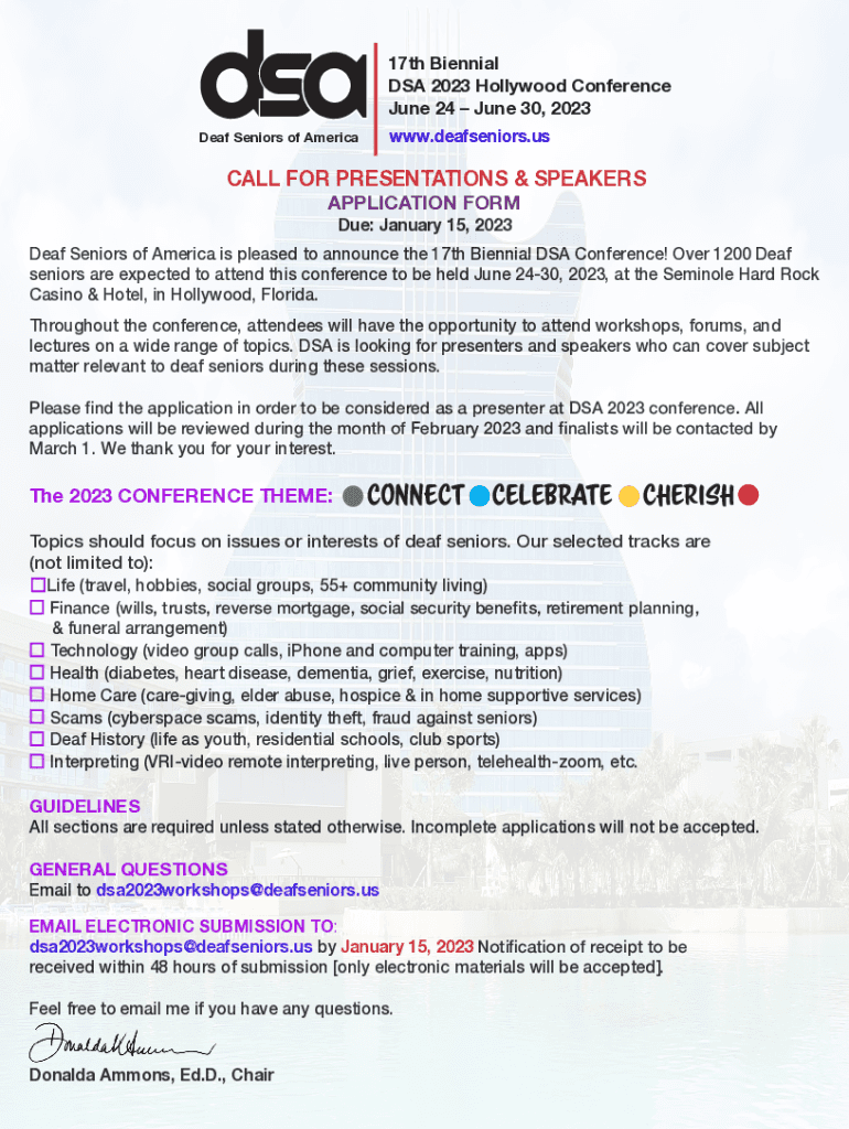 Fillable Online 2023 Conference Registration - Deaf Seniors of America, Inc. Fax Email Print ...