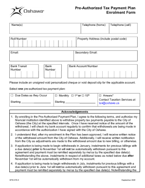 Fillable Online Pre-authorization payment form - The City of Quinte ...