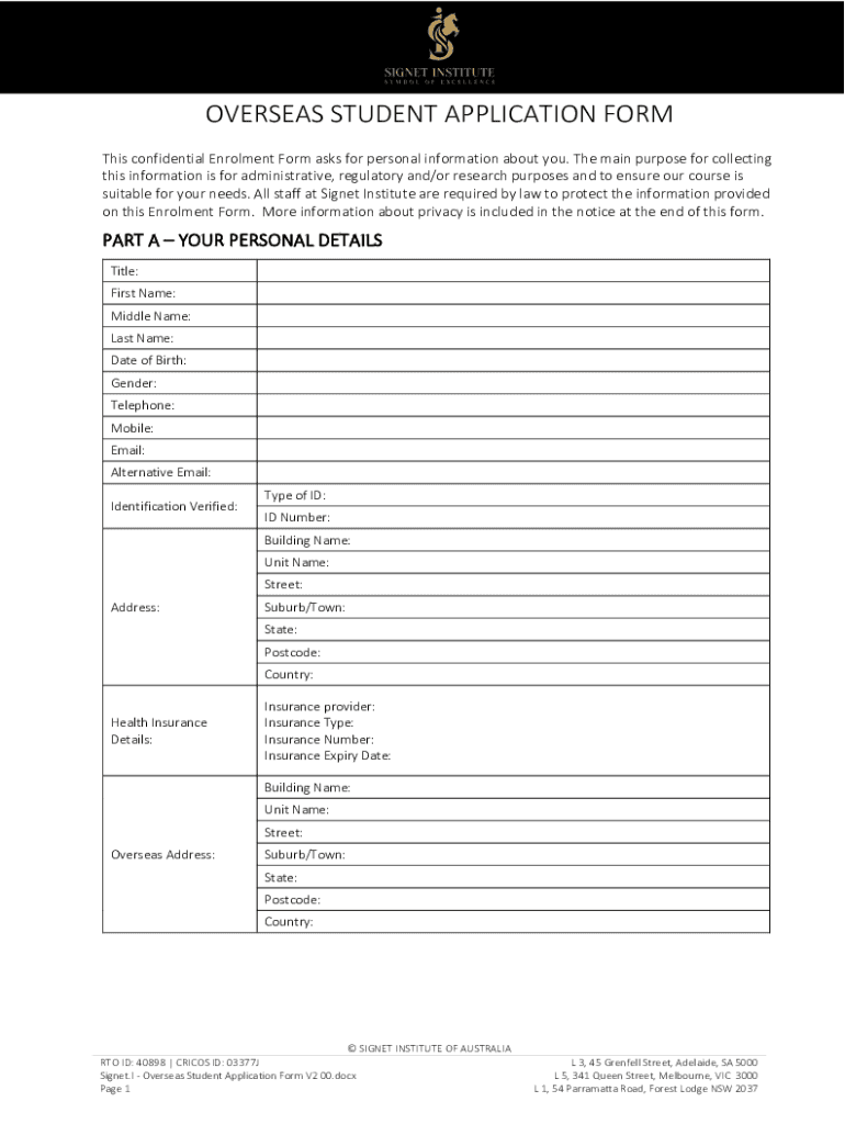 Fillable Online Signet.I - Overseas Student Application Form V2 00.docx Fax Email Print - pdfFiller