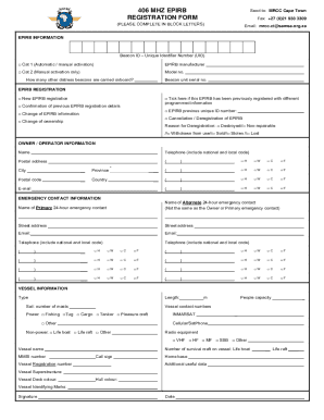 Fillable Online Official 406 MHz EPIRB Registration Form Fax Email ...