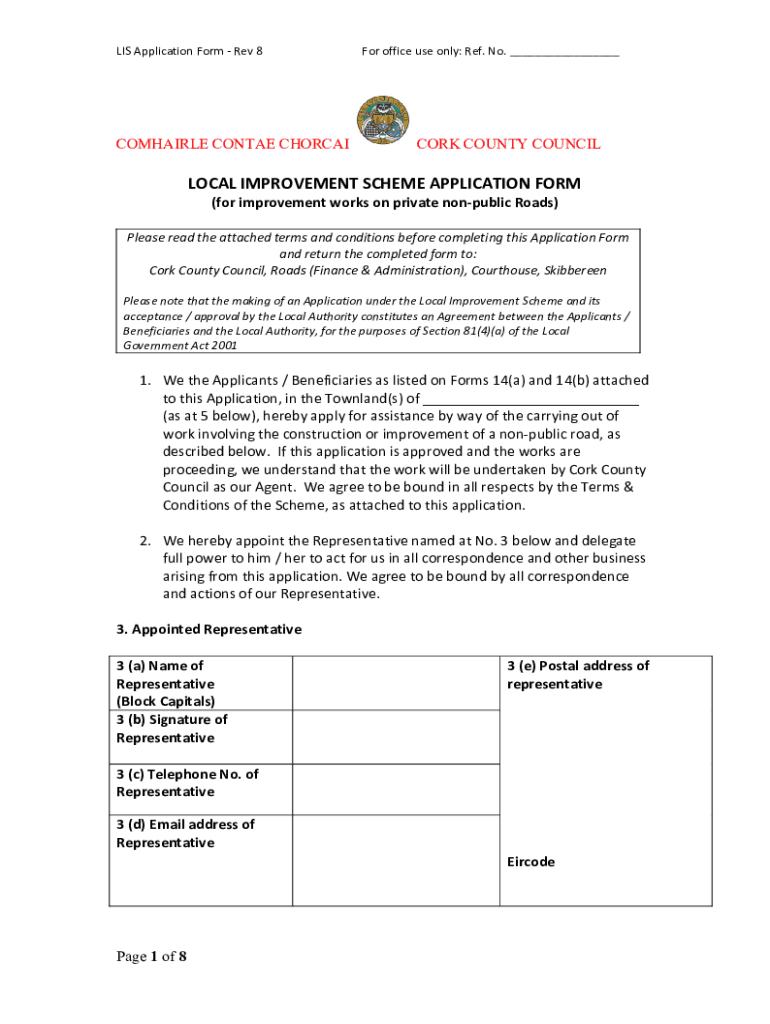 Fillable Online application form for local improvements scheme (lis ...