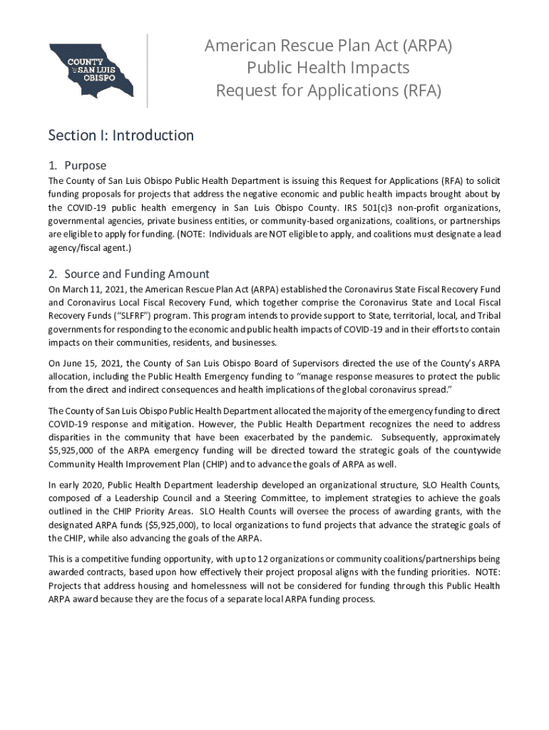 Fillable Online Public Health Department Opens Request for Applications to ... Fax Email Print ...