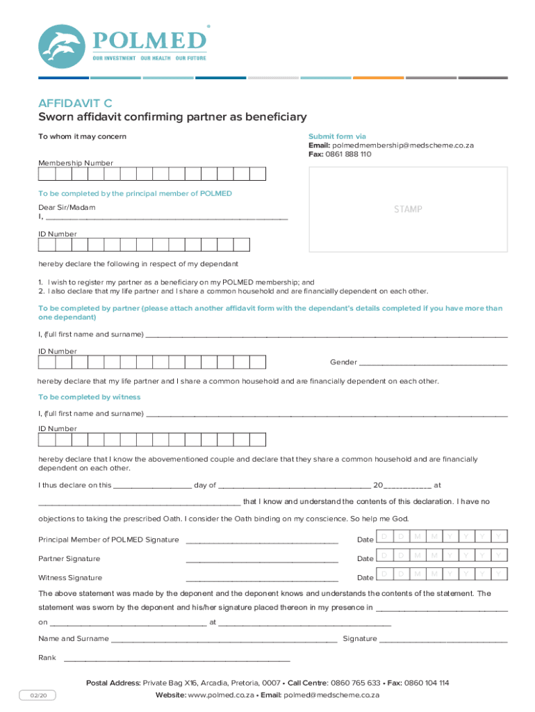 Fillable Online Polmed Affidavit Form - Fill and Sign Printable ...