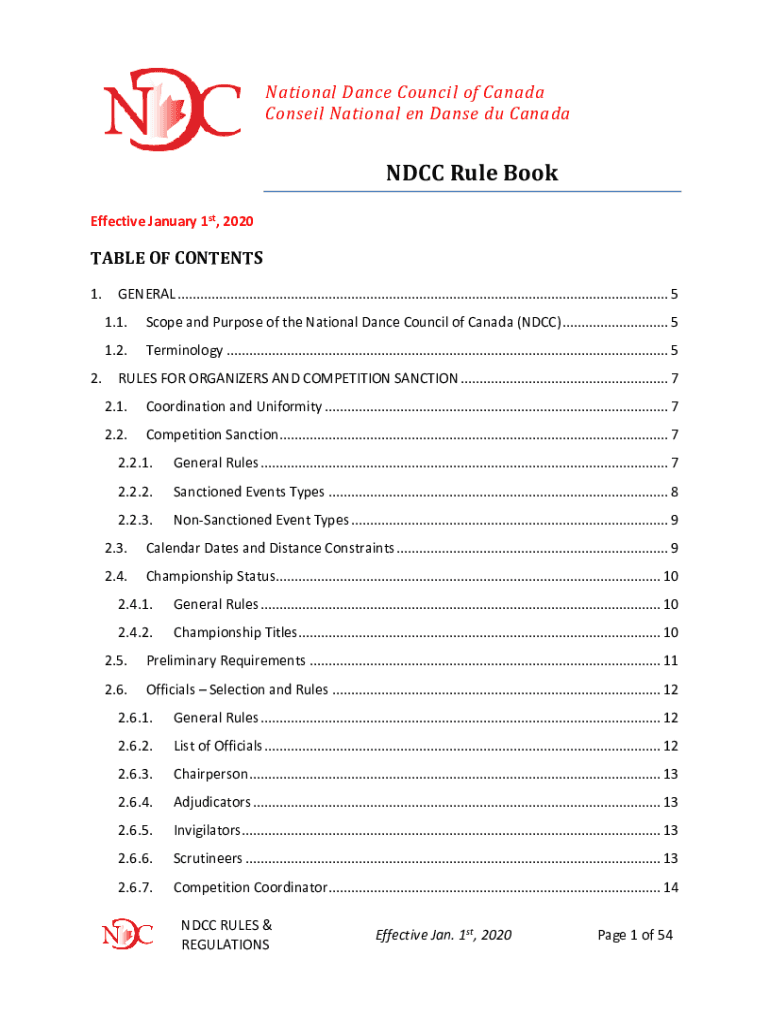 Fillable Online NDCC Rule Book - the National Dance Council of Canada Fax Email Print - pdfFiller