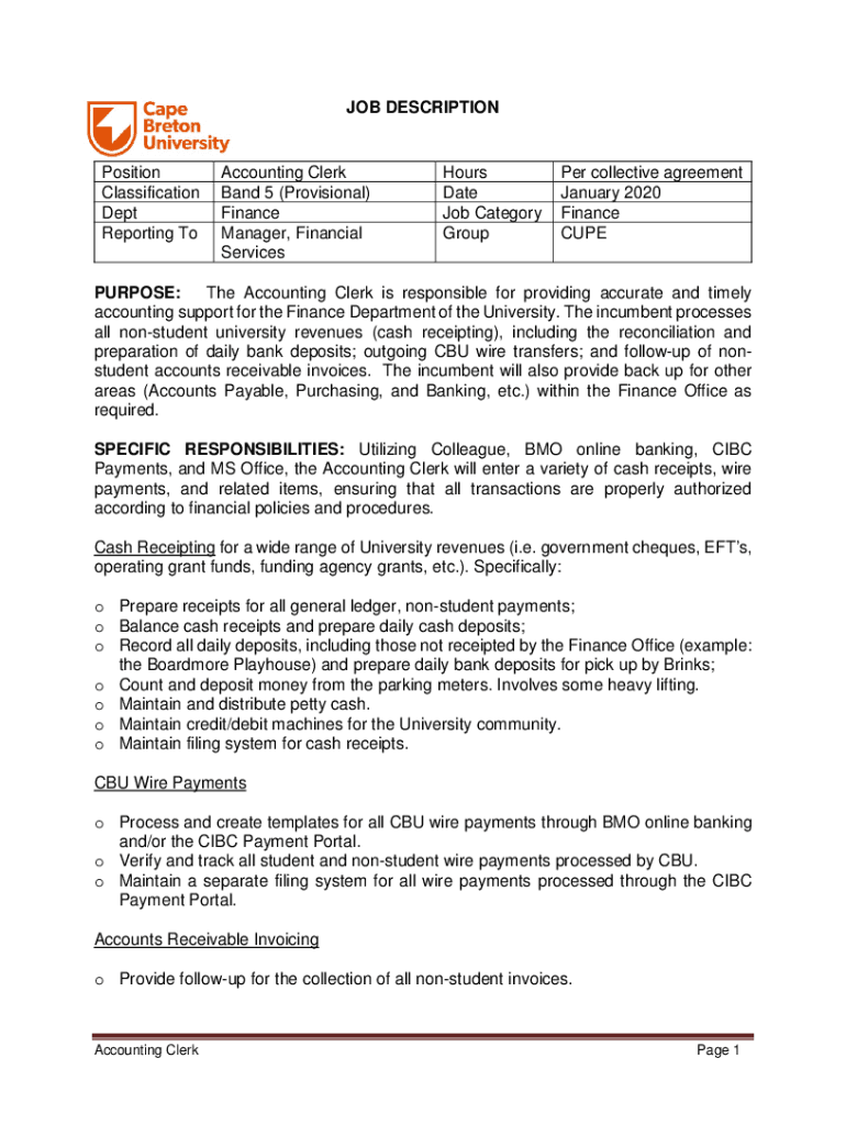 Fillable Online Accounting Clerk job description template - Workable ...
