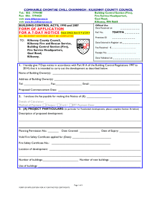 Fillable Online Kilkenny Co Co - 7-Day Notice Fire safety certificate ...