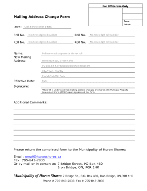 Fillable Online Tax Roll Mailing Address Change Form - Haldimand County ...