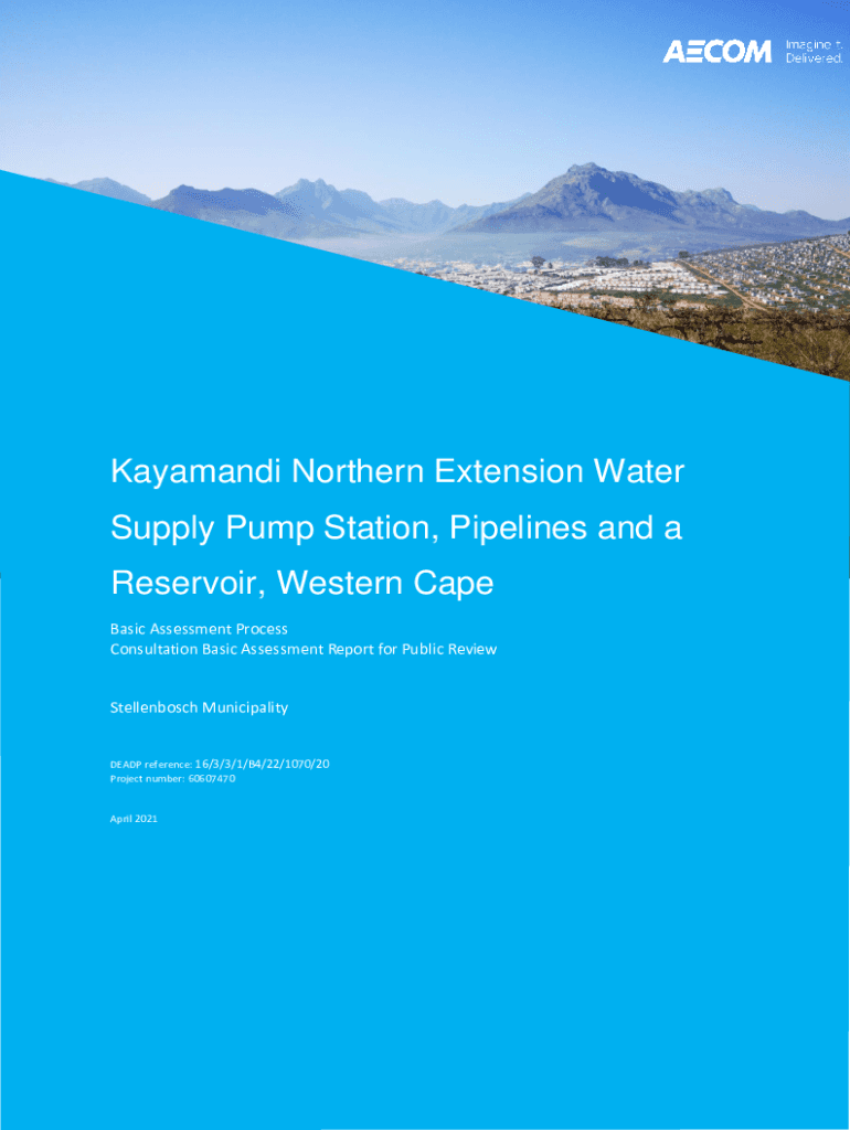 Fillable Online Kayamandi Northern Extension Water Supply Pump ...